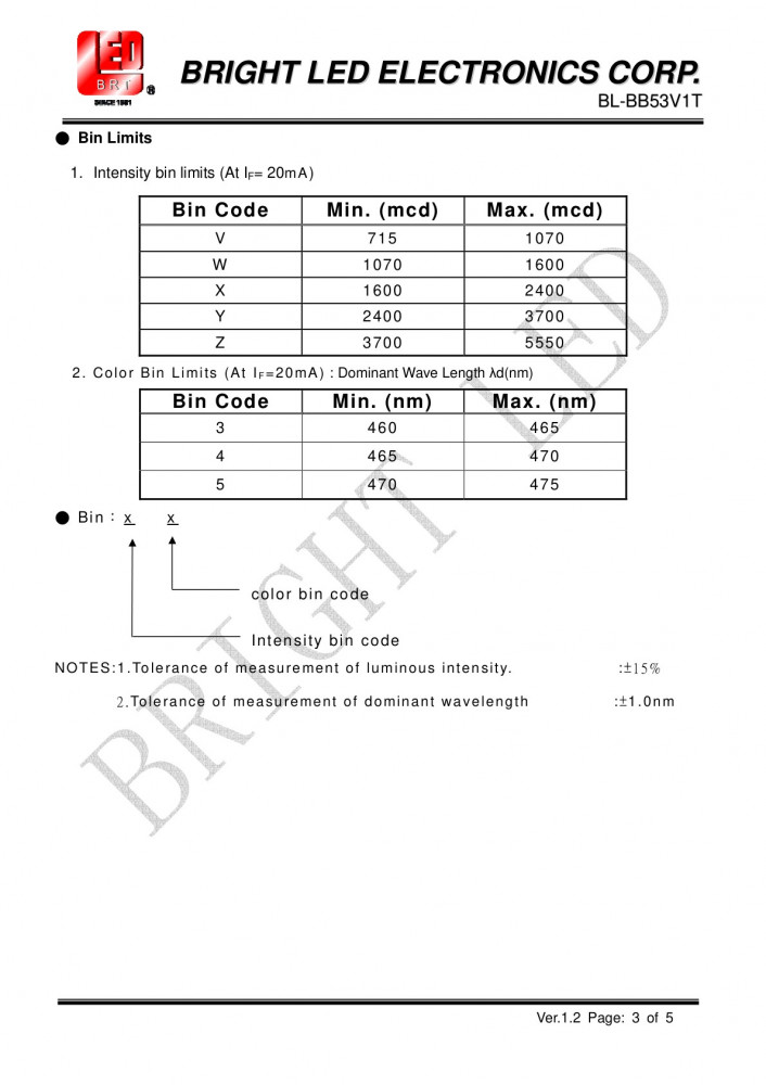BL-BB53V1T datasheet page 3