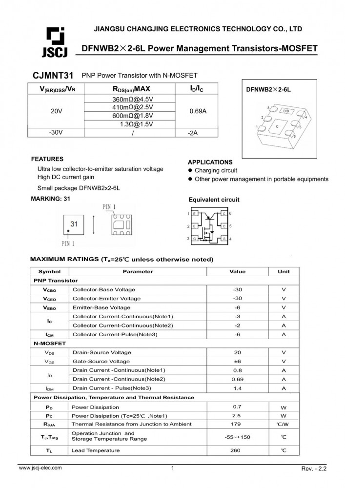 CJMNT31 datasheet page 1