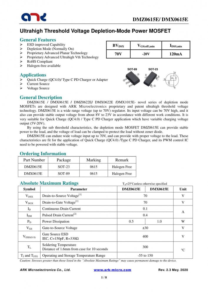 DMX0615E datasheet page 1