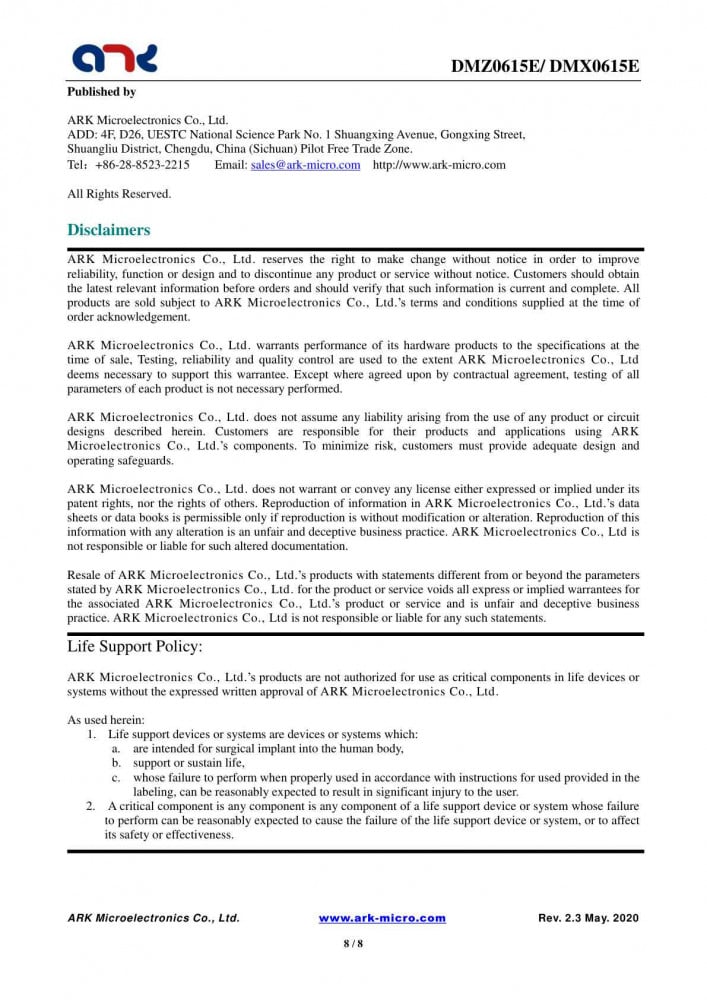 DMX0615E datasheet page 8