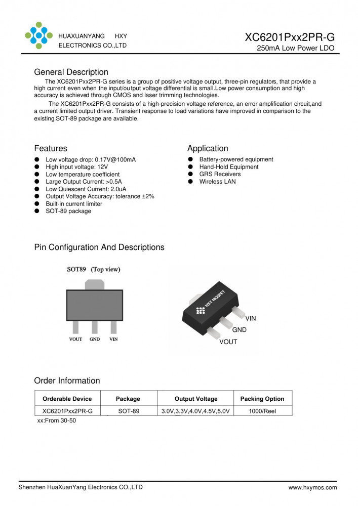 XC6201P502PR-G-HXY datasheet page 1