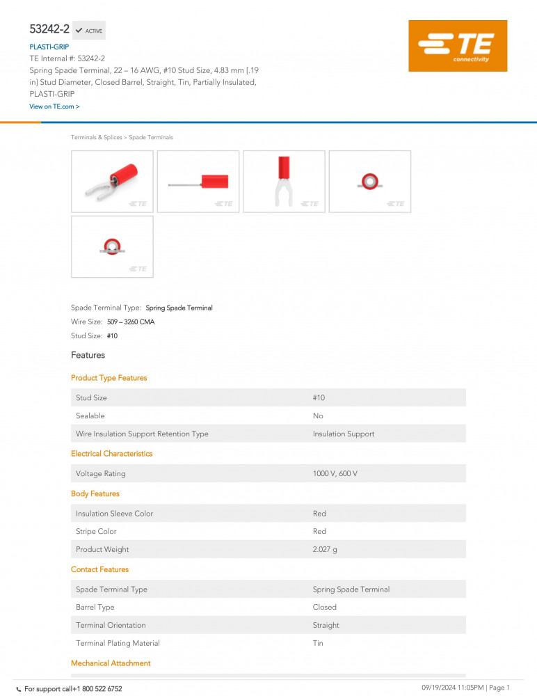 TE Connectivity 53242-2 document page 1