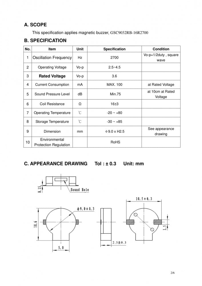 GSC9025RB-16R2700 specification page 2
