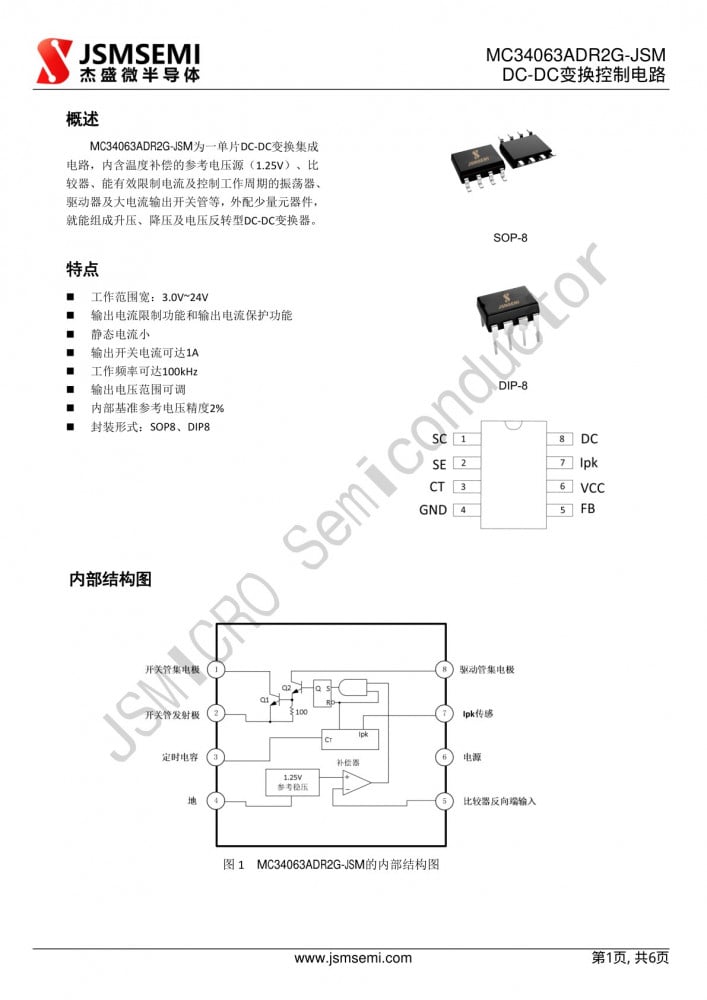 MC34063ADR2G-JSM technical document page 1