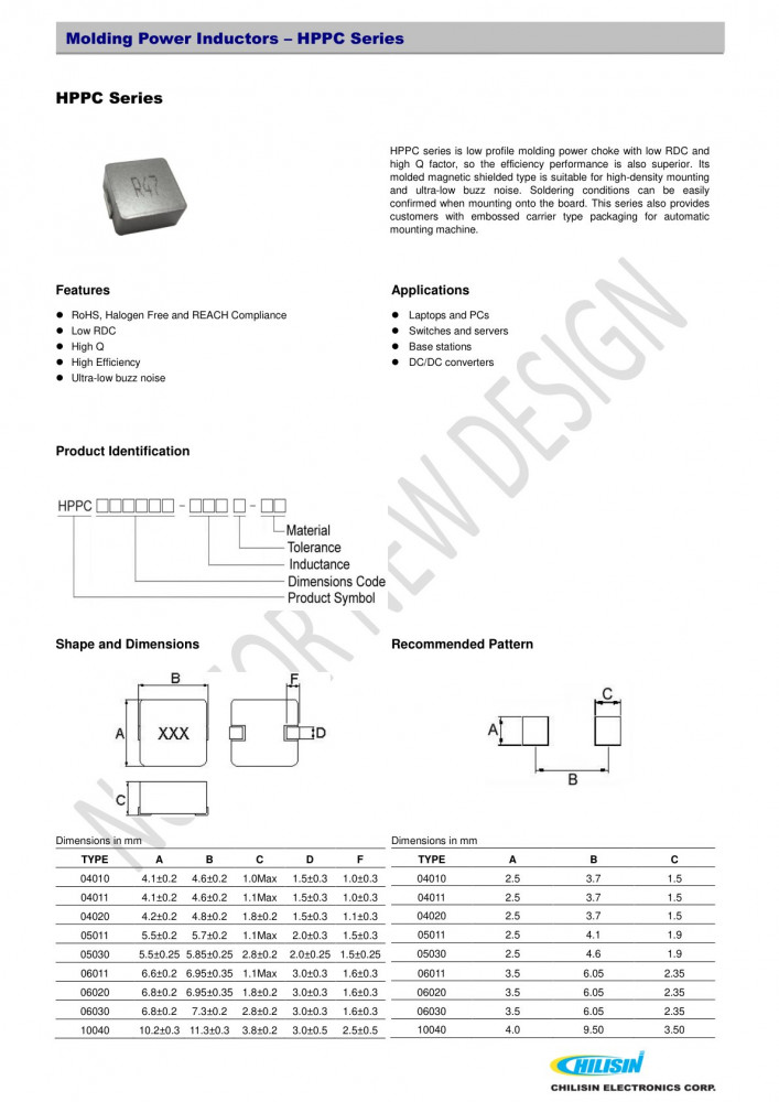 Chilisin HPPC series datasheet page 2