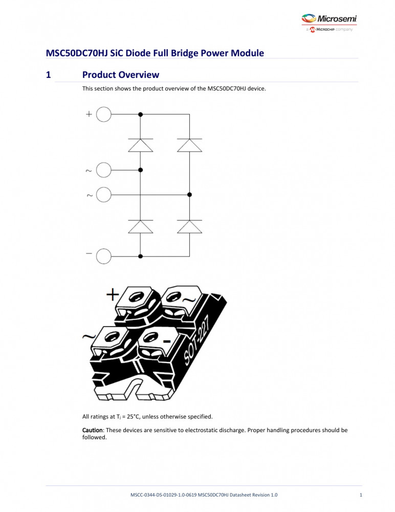 MSC50DC70HJ datasheet page 1