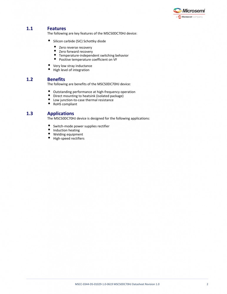 MSC50DC70HJ datasheet page 2