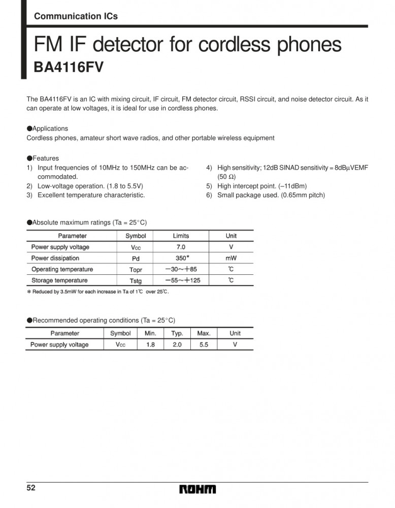 BA4116FV-E2 datasheet page 1