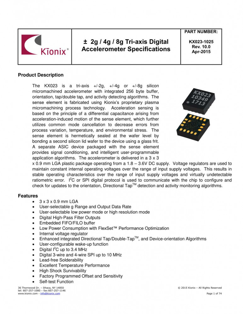 KX023-1025 technical document page 1