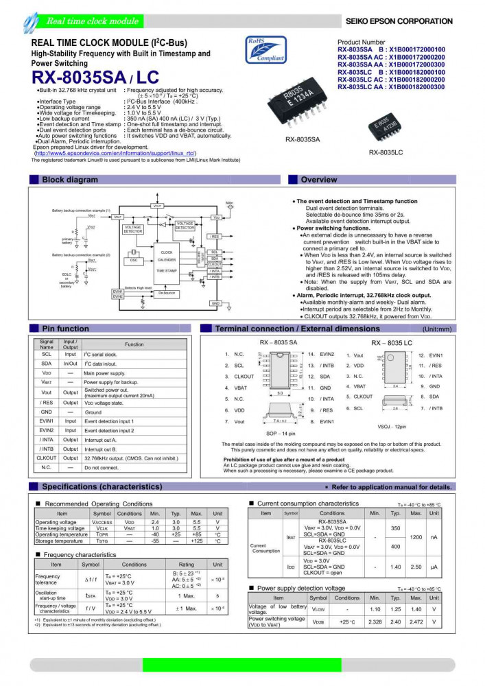 EPSON RX-8035LC technical document page 1