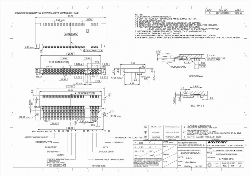FOXCONN AS0BC51-R15BB-7H drawing page 1