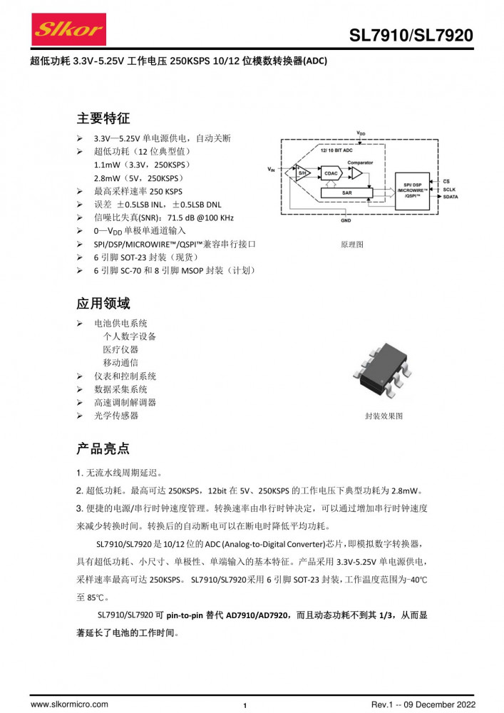 SL7920 datasheet page 1