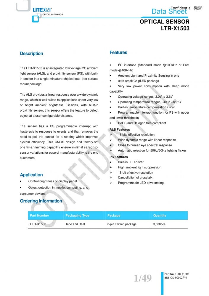 LTR-X1503 datasheet page 2