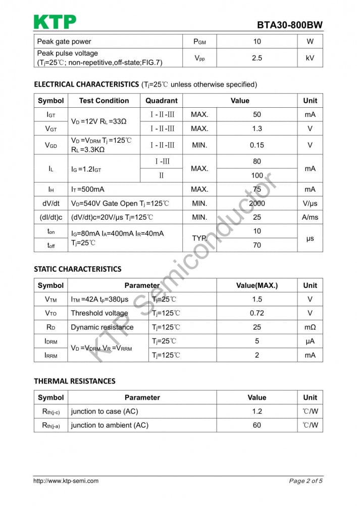 BTA30-800BW datasheet page 2
