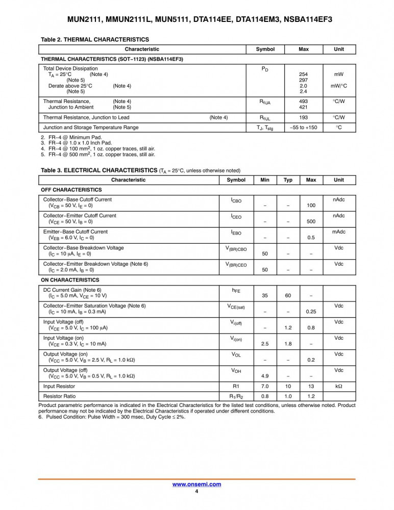 SMUN5111T1G datasheet page 4