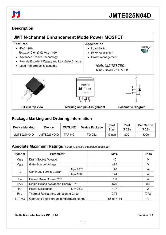 JMTE025N04D datasheet page 1