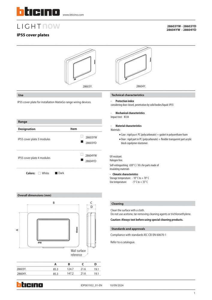 Legrand LightNow 28603YW technical document image