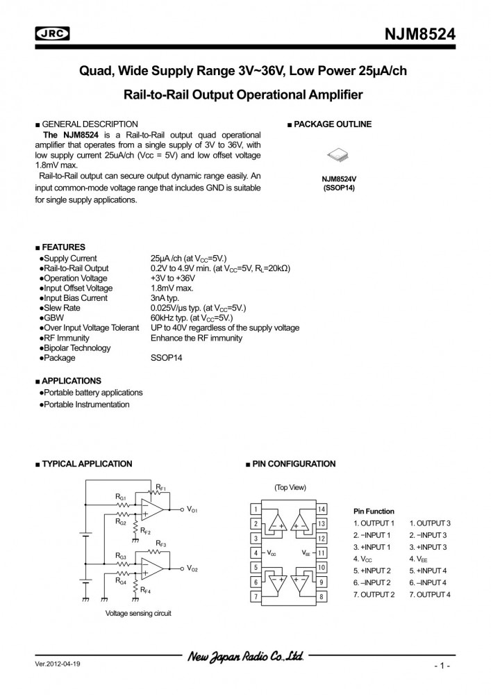 NJM8524 datasheet page 1