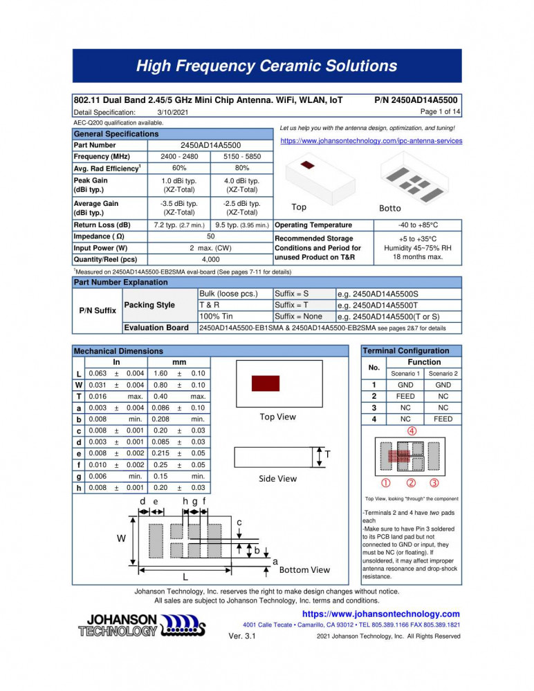 2450AD14A5500T datasheet page 1