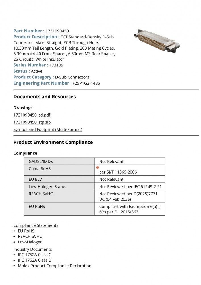 Molex drawing page 1