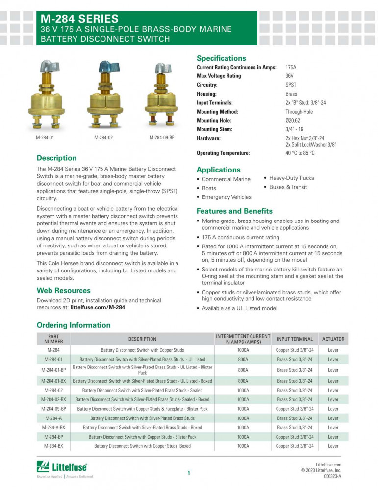 M-284 Series technical documentation page