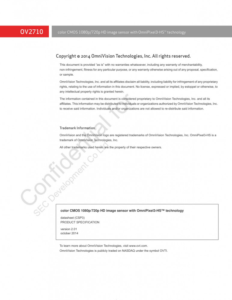 OV02710-A68A-1E datasheet page 2