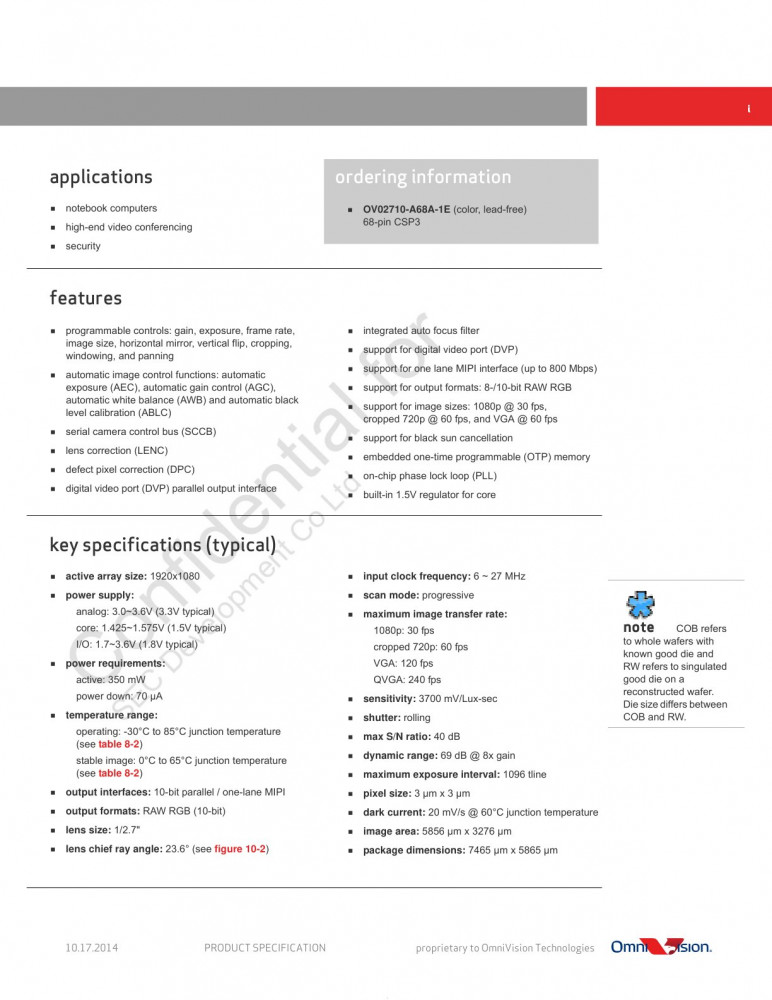 OV02710-A68A-1E datasheet page 3
