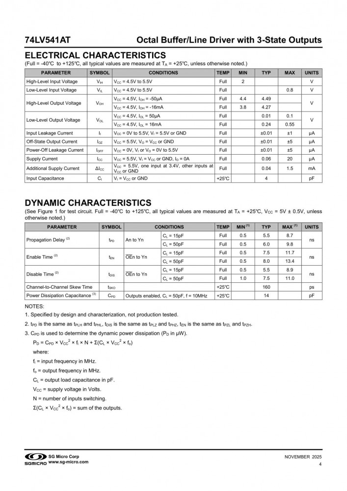 74LV541AT datasheet page 4