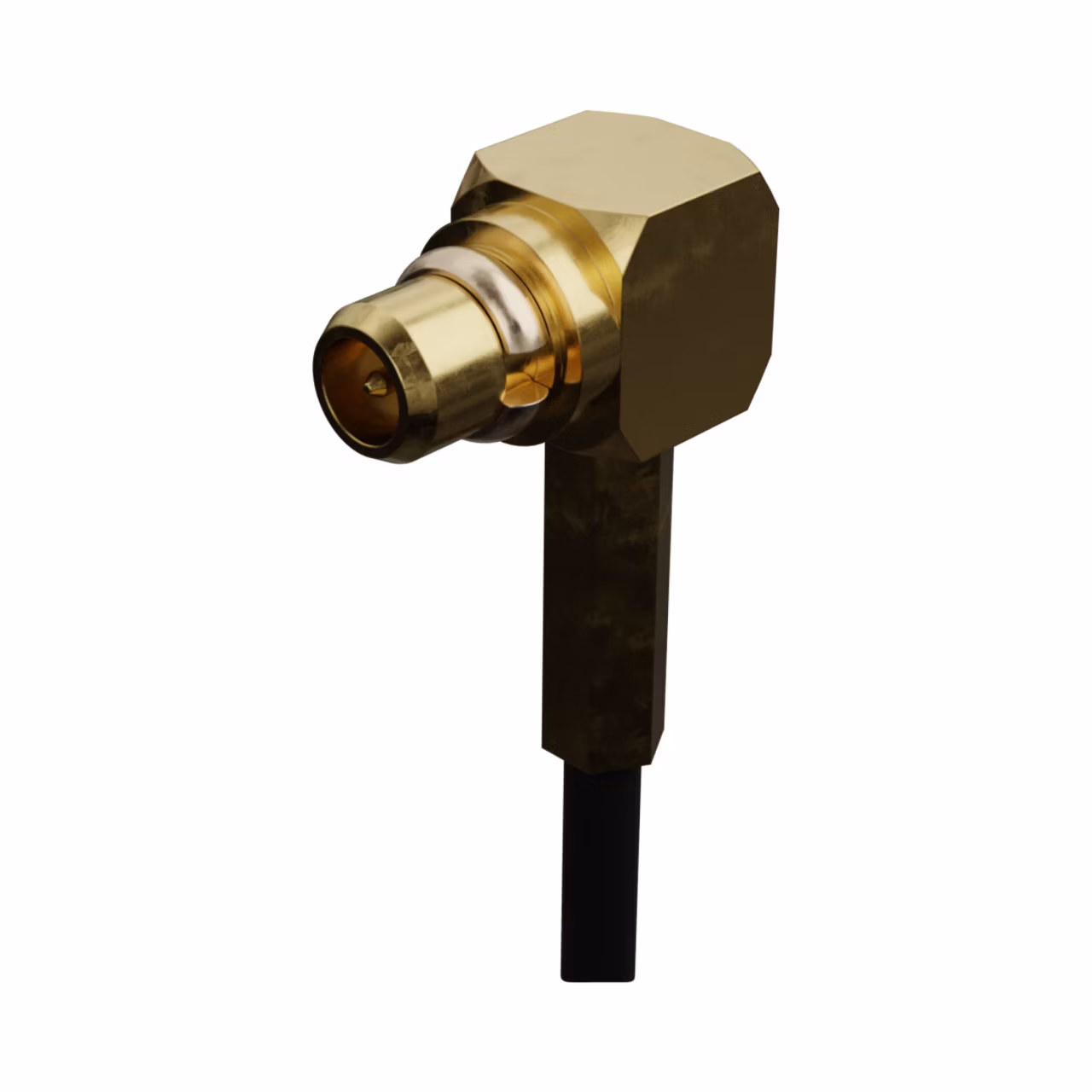 MMCX Plug, Right-Angle, Crimp, 1.37mm Cable, Brass Body, Gold (Au) Plated, Bag, 50 Ohms for sale