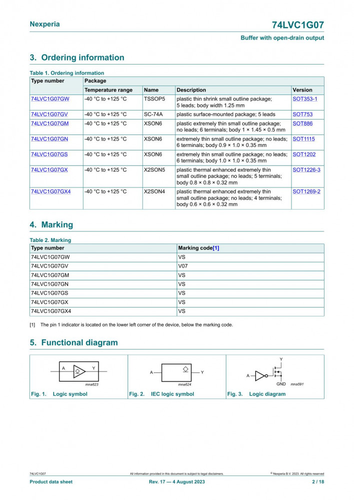 74LVC1G07 technical document page 2