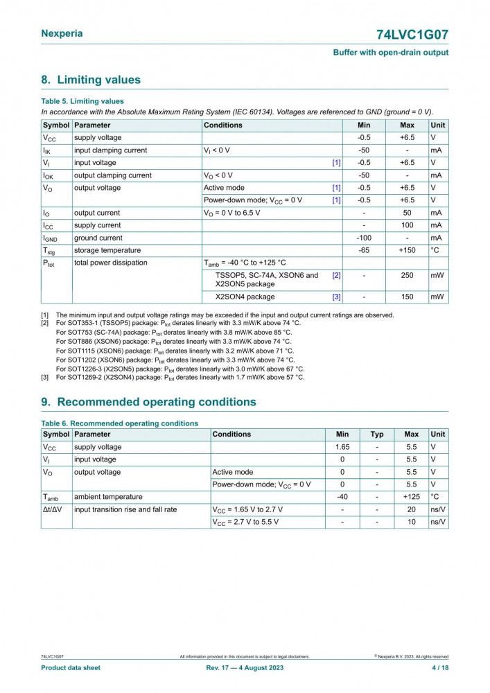 74LVC1G07 technical document page 4