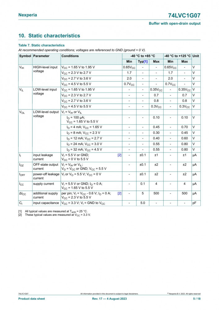 74LVC1G07 technical document page 5