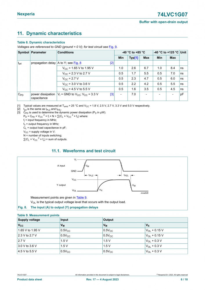 74LVC1G07 technical document page 6