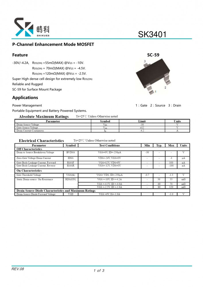 SK3401 datasheet page 1