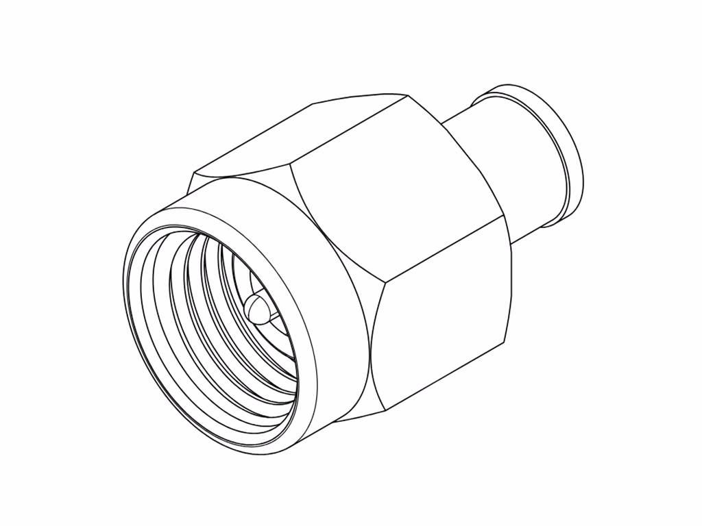 SMA Jack, Straight, Bulkhead, Crimp, RG-178, RG-196 Cable, Gold (Au) Plated, 50 Ohms