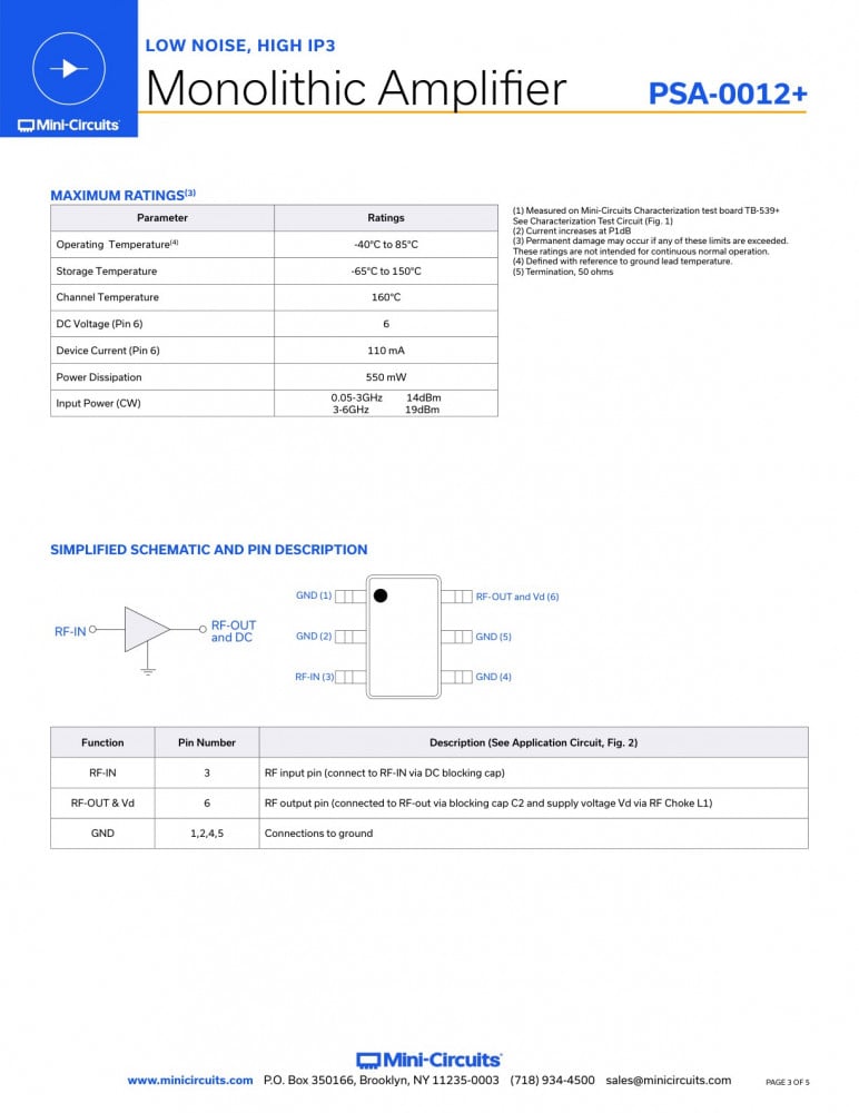 PSA-0012+ datasheet page 3