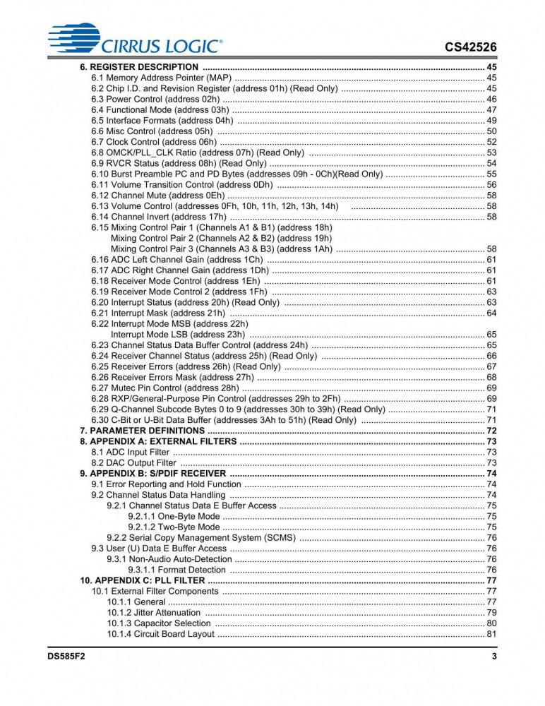 CS42526 technical document page 3