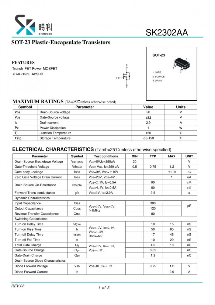 SK2302AA datasheet page 1