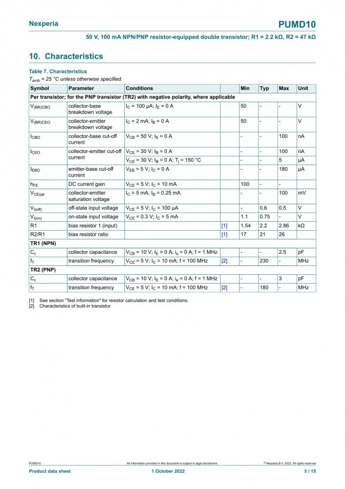 PUMD10 datasheet page 5