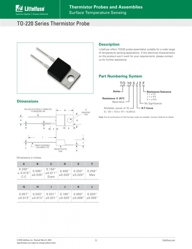 TO-220 thermistor probe product overview