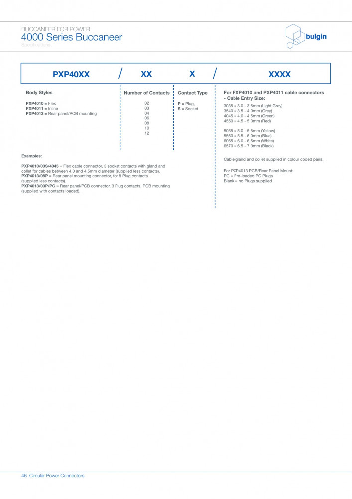 Bulgin PXP40 series datasheet page 6