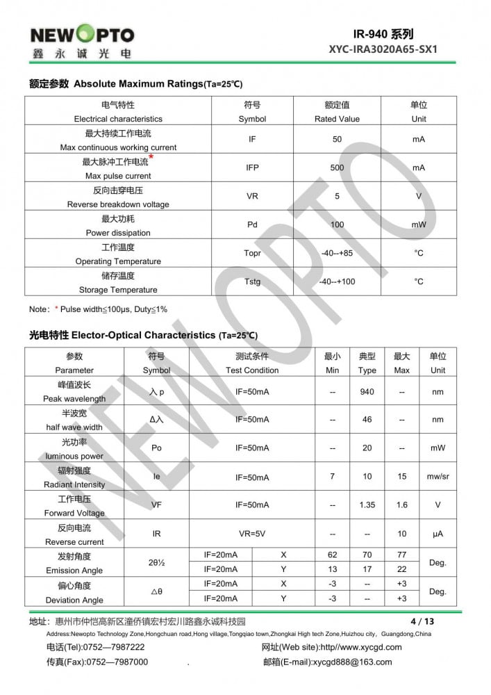 XYC-IRA3020A65-SX1 specification page 4
