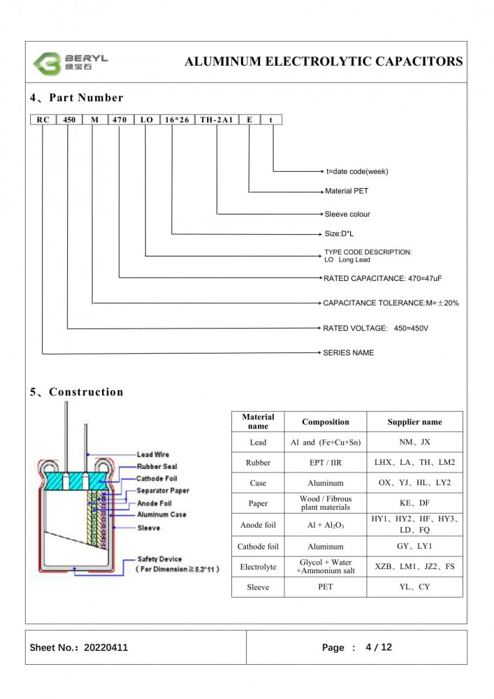 BERYL RC450M470LO16*26TH-2A1Et datasheet page 4