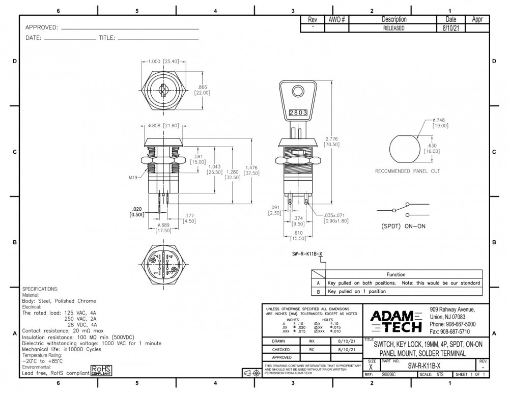 Technical document image associated with SW-R-K11B-X