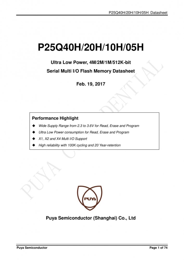 P25Q40H datasheet page 1