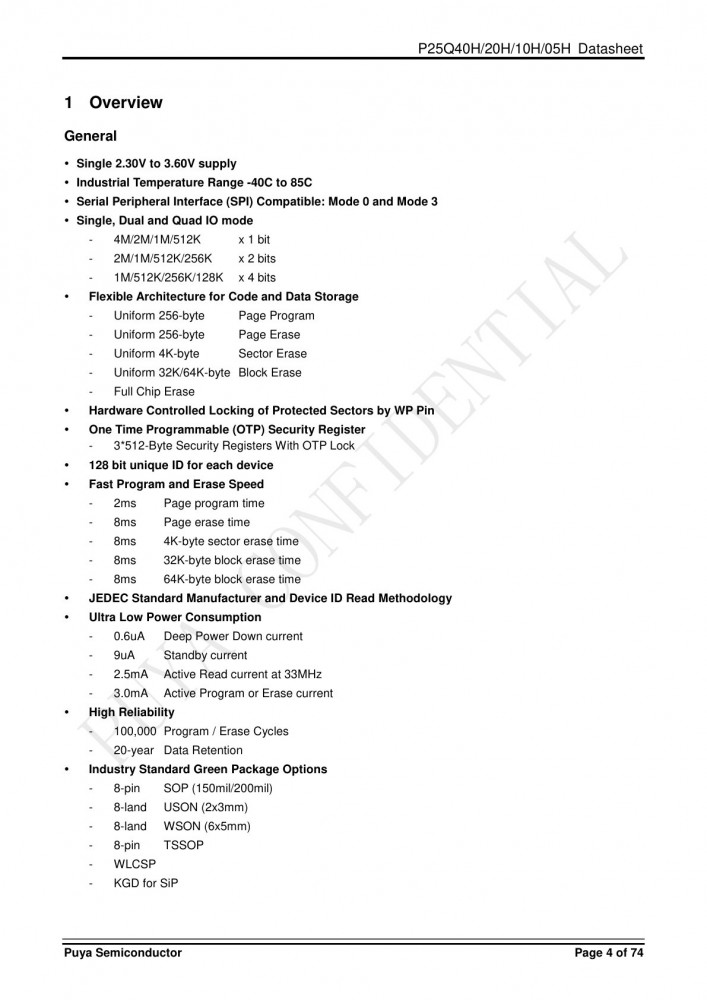 P25Q40H datasheet page 4