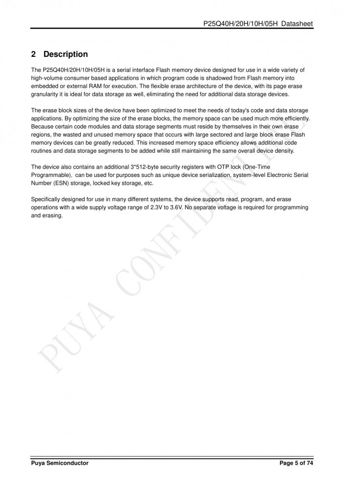 P25Q40H datasheet page 5