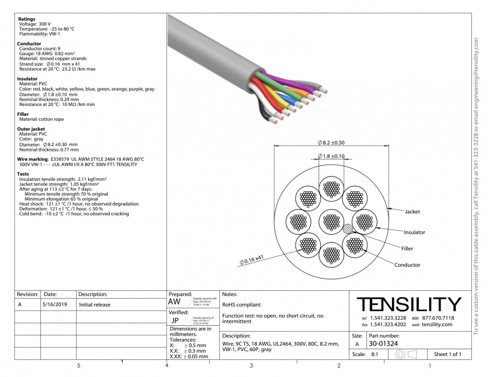 Tensility International 30-01324 product drawing preview