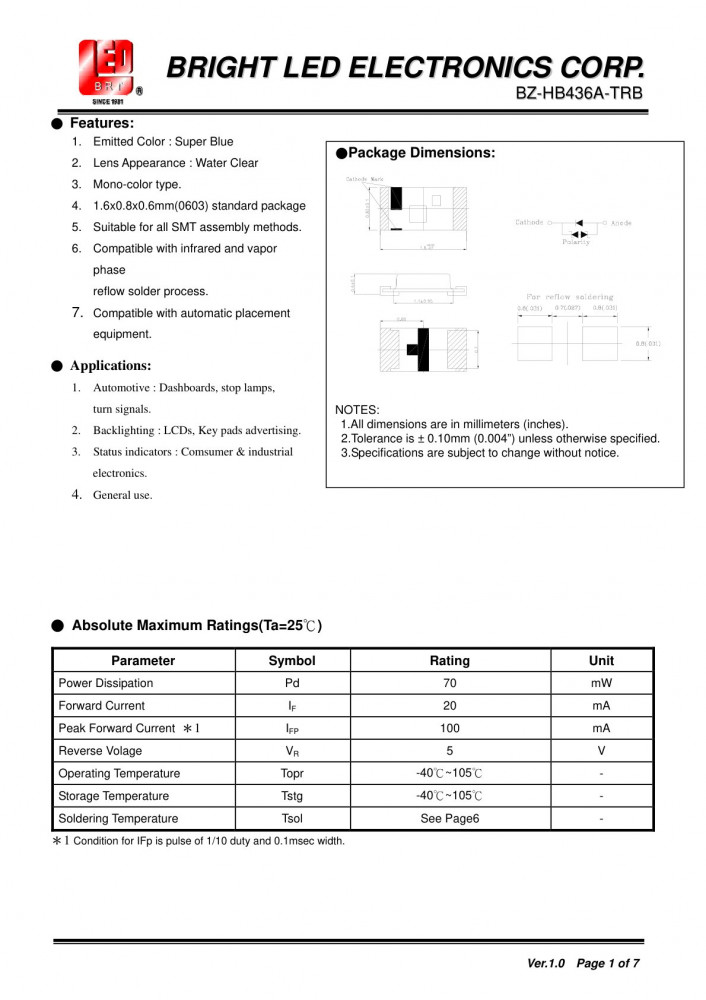 BZ-HB436A-TRB datasheet page 1