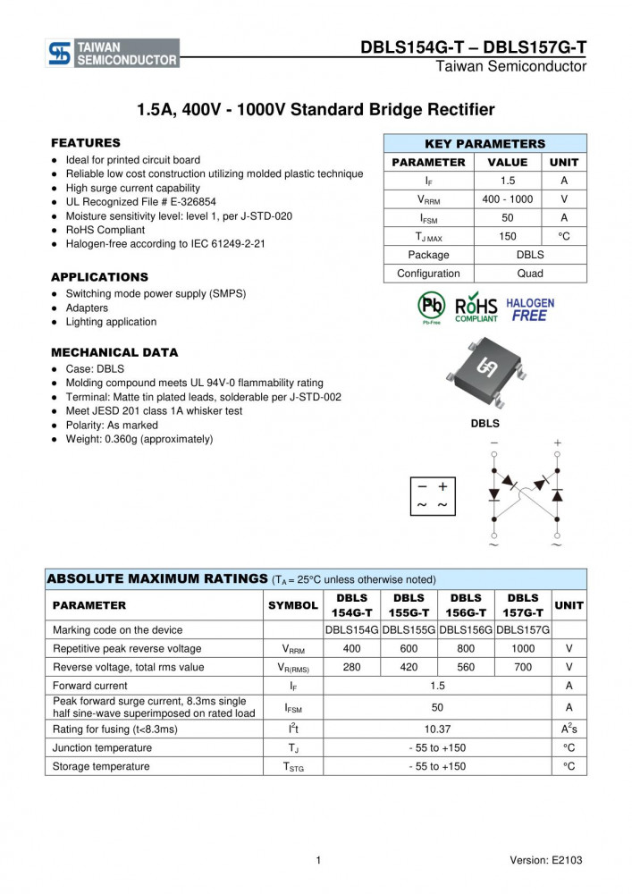 DBLS154G-T datasheet page 1